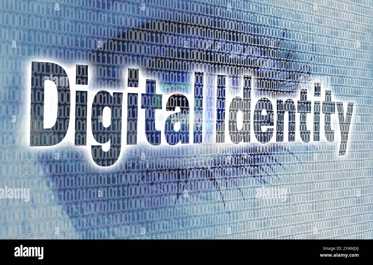 Digital identity eye with matrix looks at viewer concept Stock Photo ...