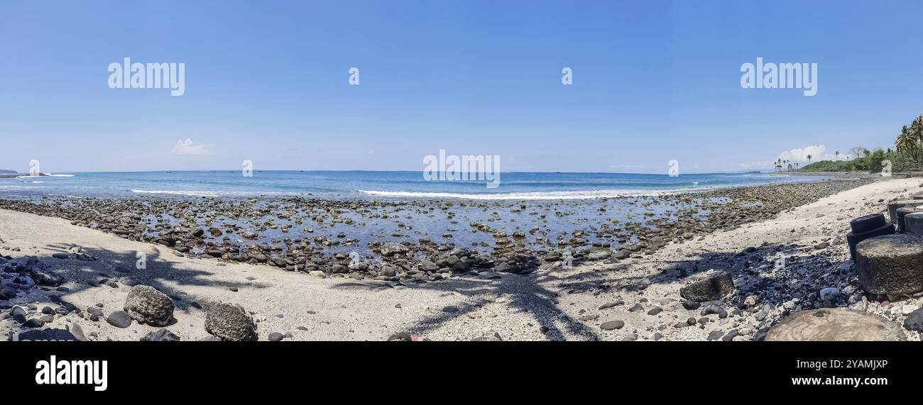 Panorama view on Indian ocean from sand beach on Bali, Indonesia, Asia ...