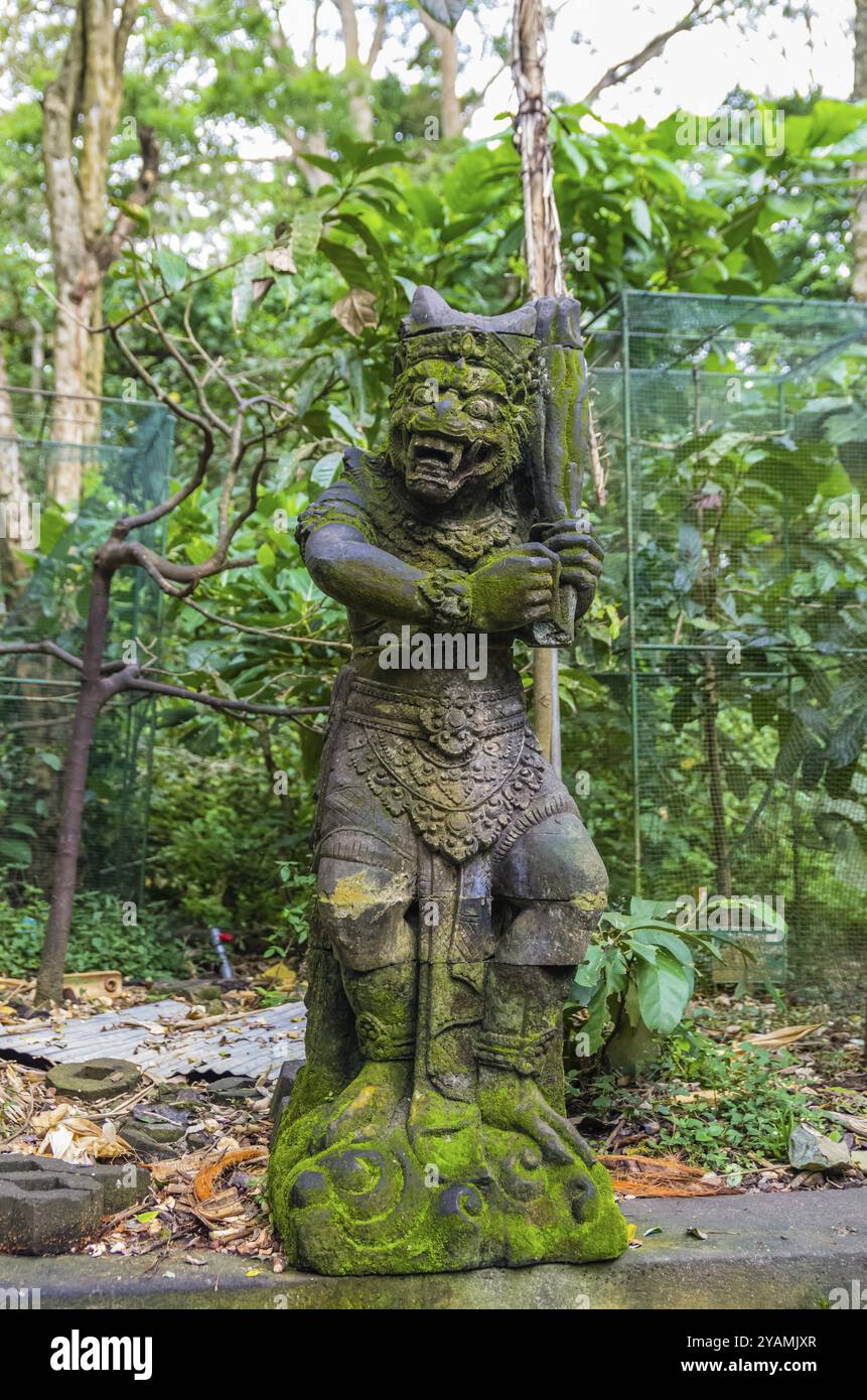 Old statue in Hindu temple in Sacred Monkey Forest, Ubud, Bali ...