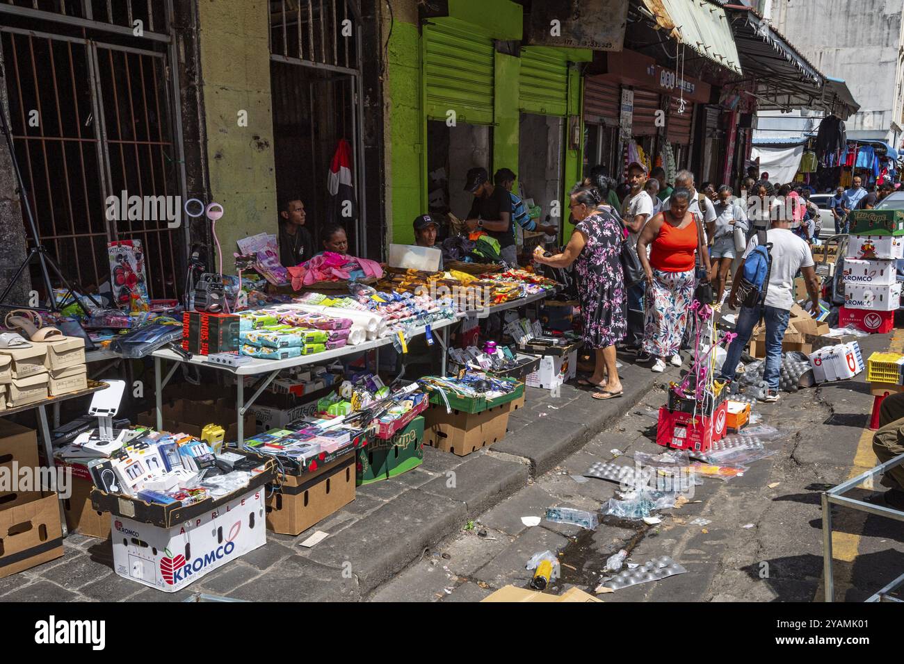 Street market, old town Port Louis, Indian Ocean, island, Mauritius ...