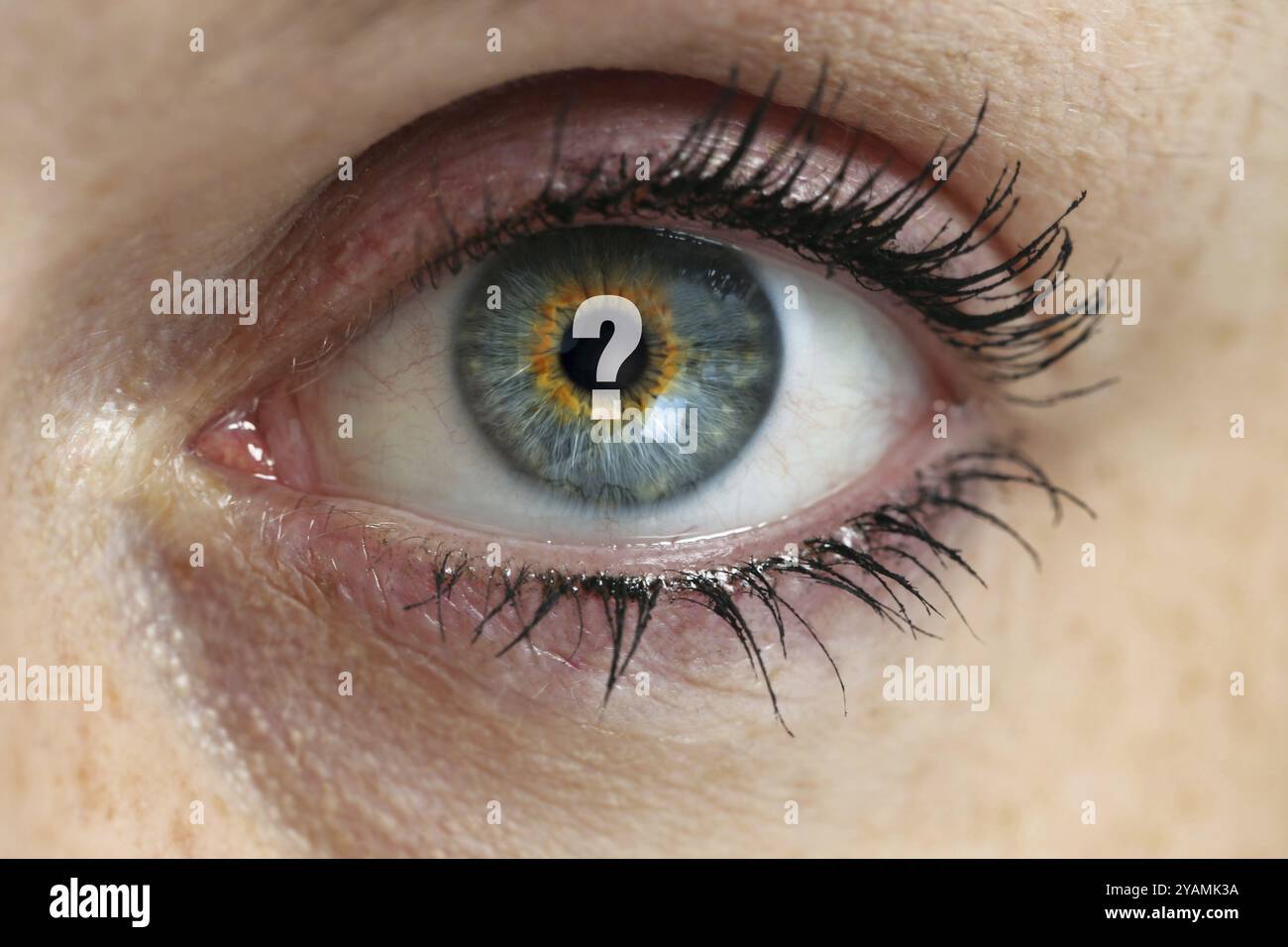 Eye question mark in pupil hi-res stock photography and images - Alamy
