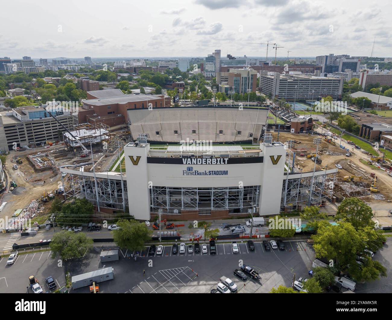 Aerial view of First Bank Stadium on Vanderbilt University campus ...