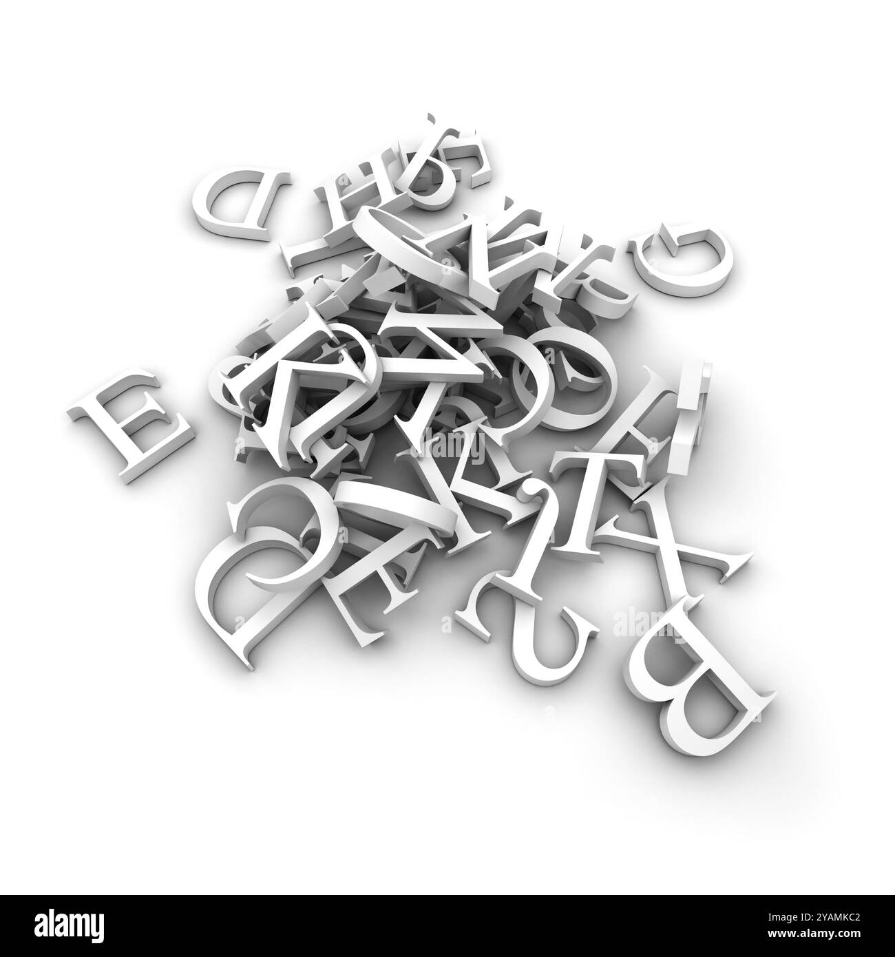 Latin letters poured into a heap, isolated on a white background Stock ...