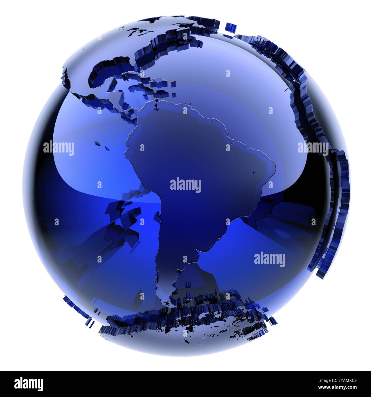 Blue glass globe with frosted continents a little stand out from the ...