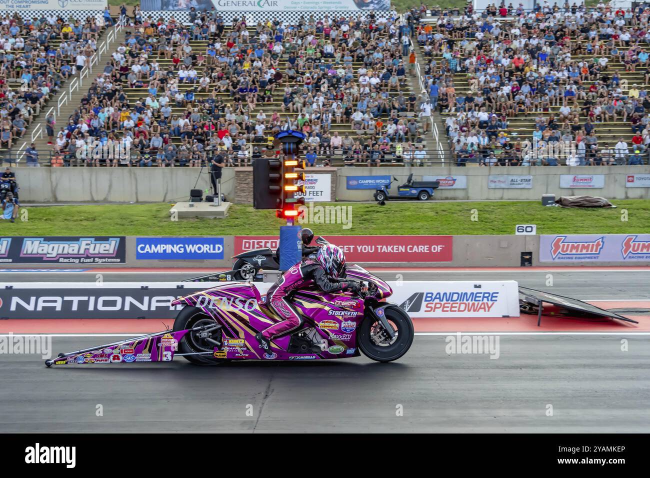 NHRA driver, Angie Smith, prepares to qualify for the Dodge Power ...