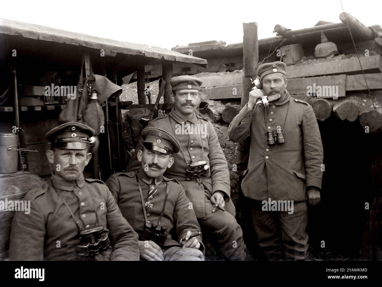 Four German officers at the command post. First World War, Vosges ...