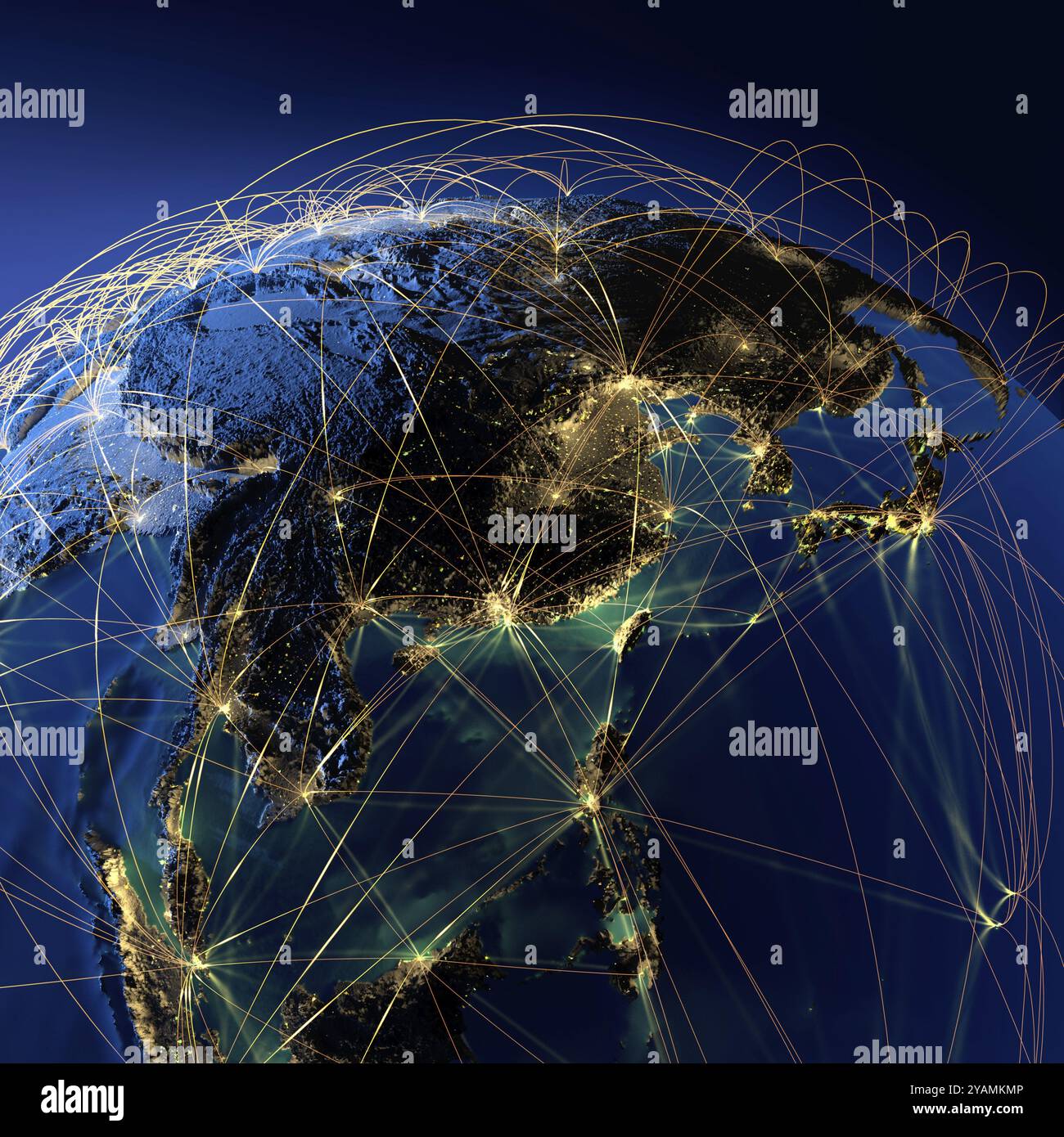 Highly detailed planet Earth at night with embossed continents ...