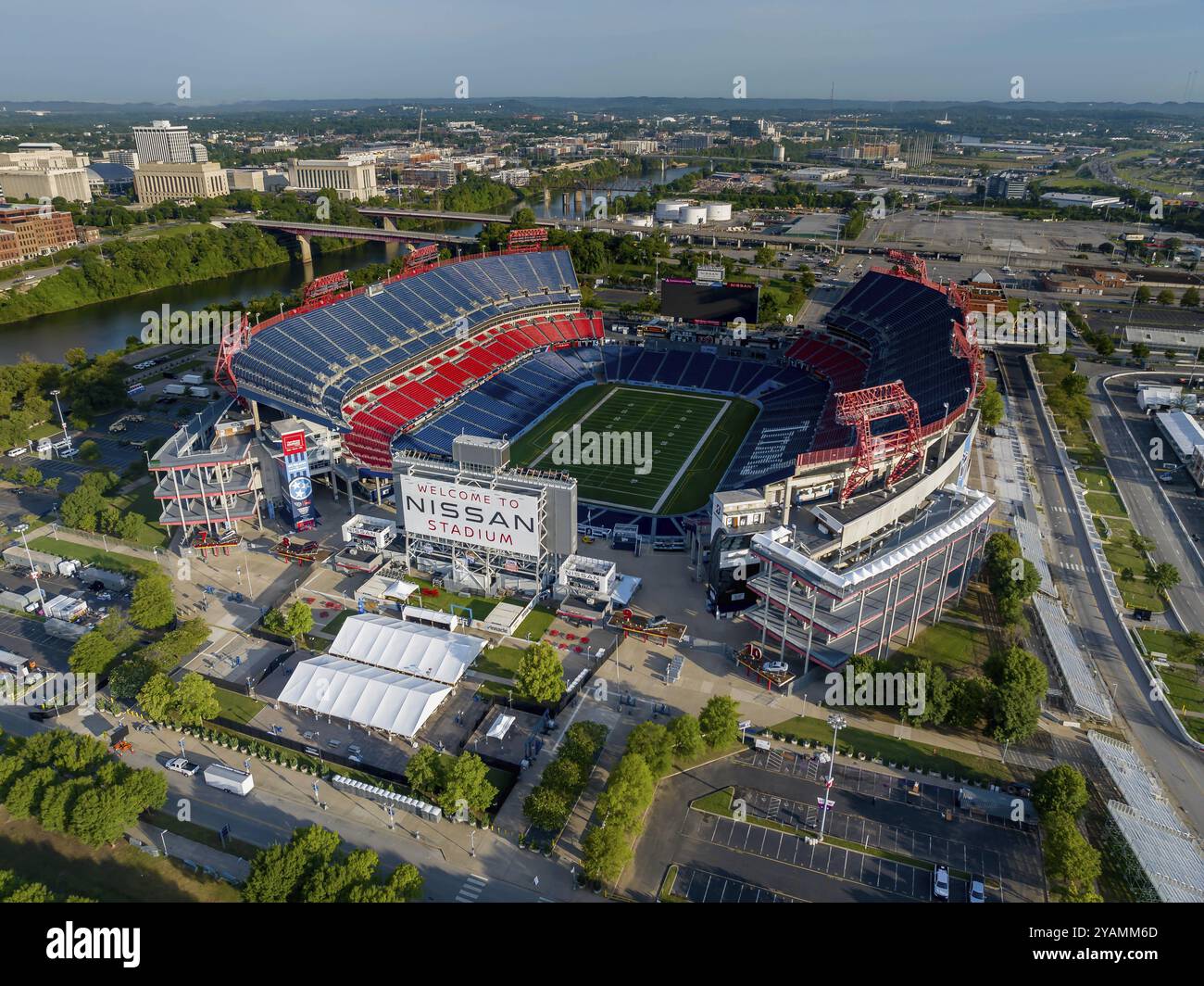 Aerial view of Nissan Stadium, home of the NFLs Tennessee Titans Stock ...
