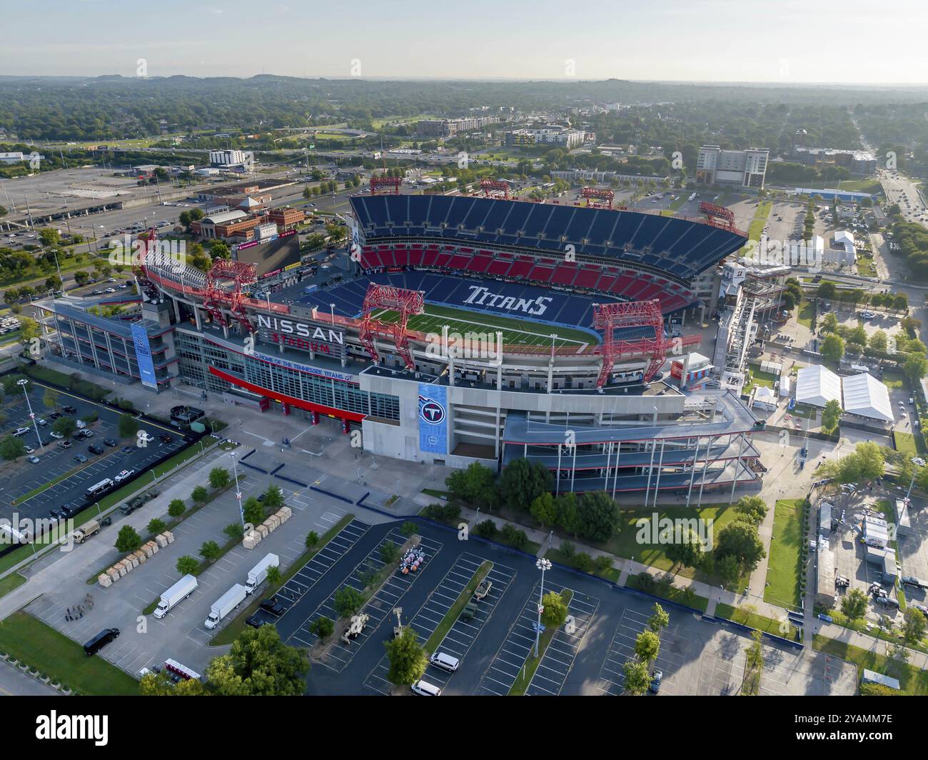 Aerial view of Nissan Stadium, home of the NFLs Tennessee Titans Stock ...
