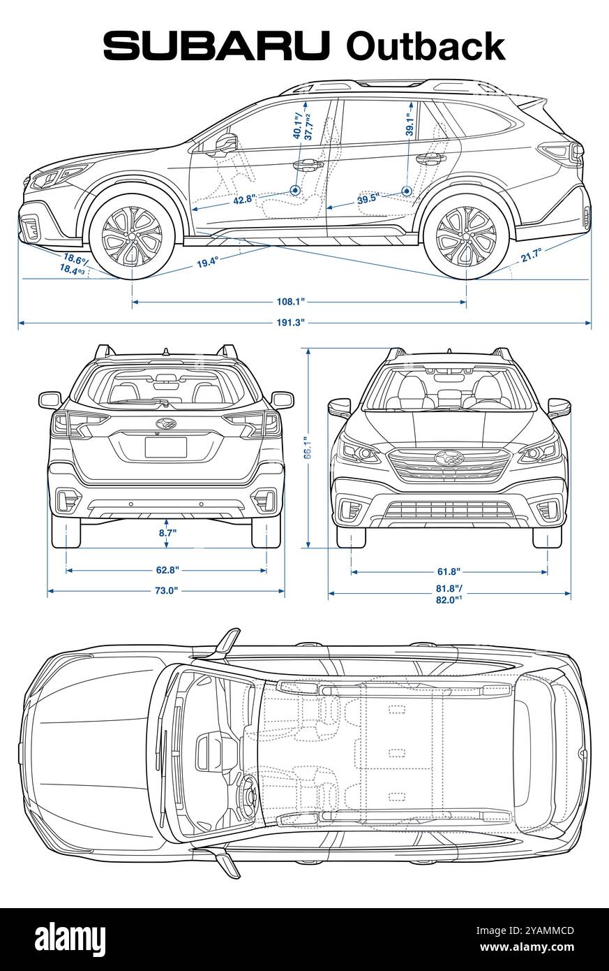 Subaru Outback 2020 car blueprint Stock Vector Image & Art - Alamy