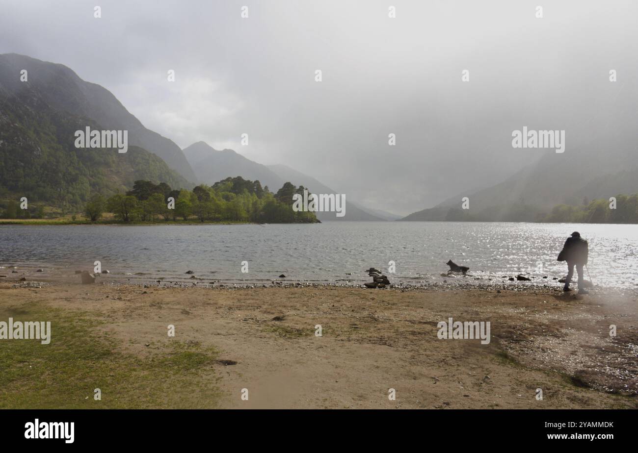 A panoramic view from the Glennfinnan monument on the Loch Shield in ...