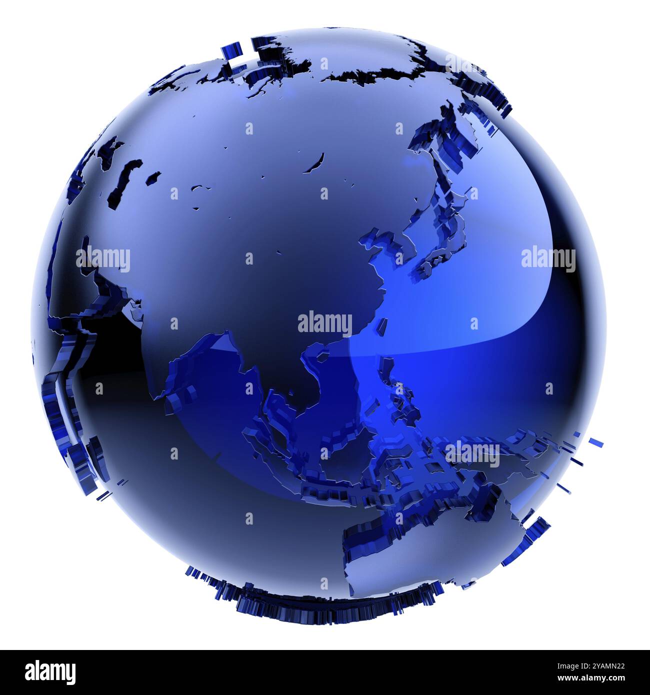 Blue glass globe with frosted continents a little stand out from the ...