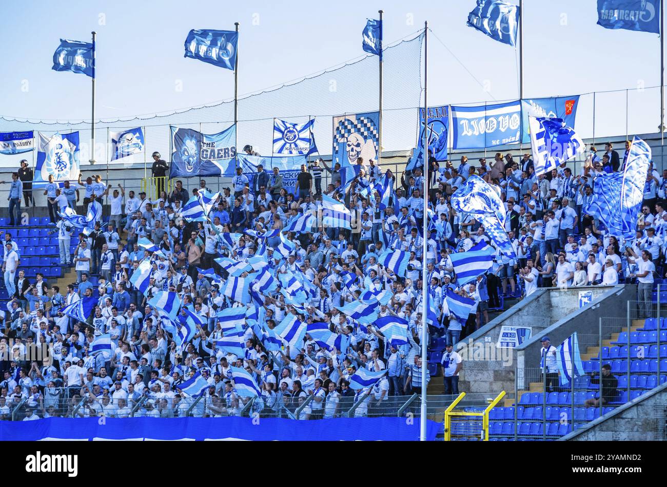 SAINT-PETERSBURG, RUSSIA, AUGUST 1: Fans of Football Club Zenit at the ...