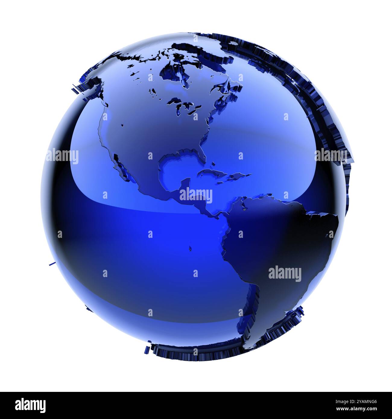 Blue glass globe with frosted continents a little, a little stand out ...