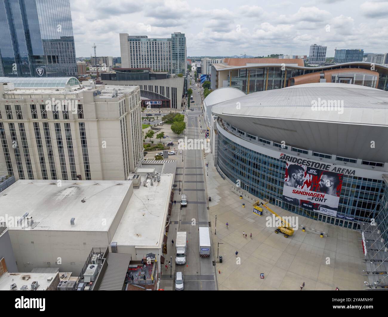 Aerial view of Bridgestone Arena, home of the Nashville Predators of ...