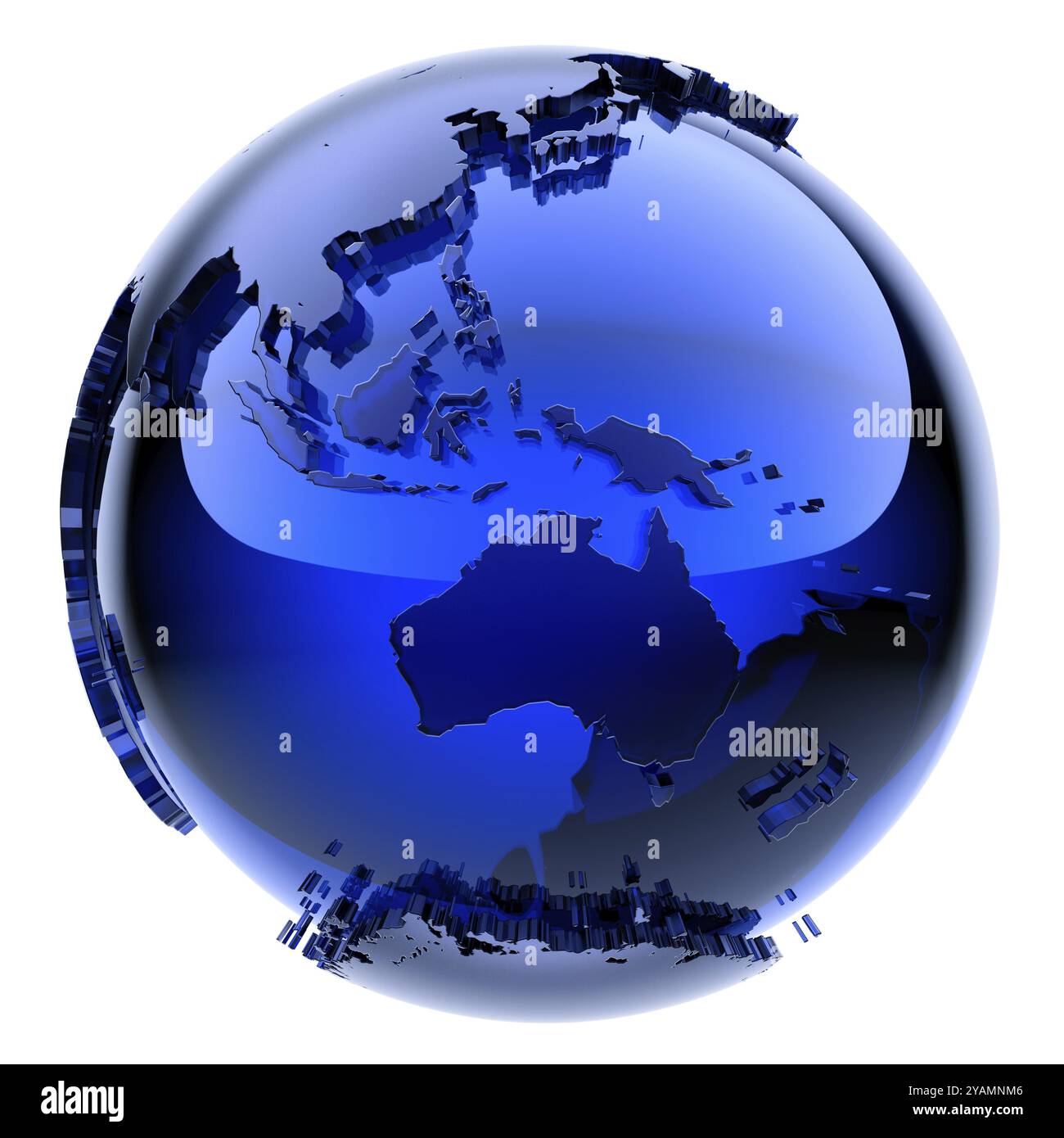 Blue glass globe with frosted continents a little stand out from the ...