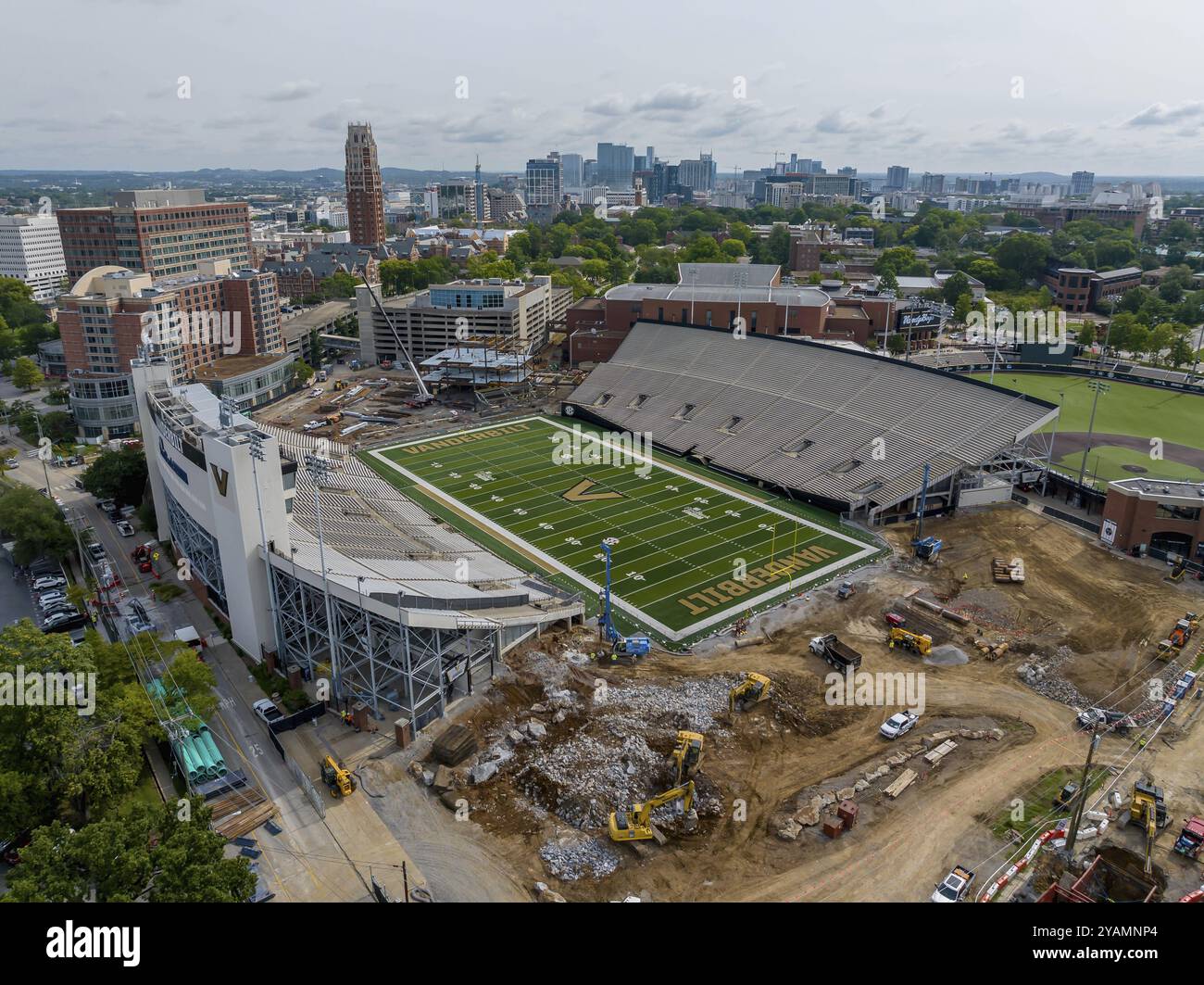 Aerial view of First Bank Stadium on Vanderbilt University campus ...