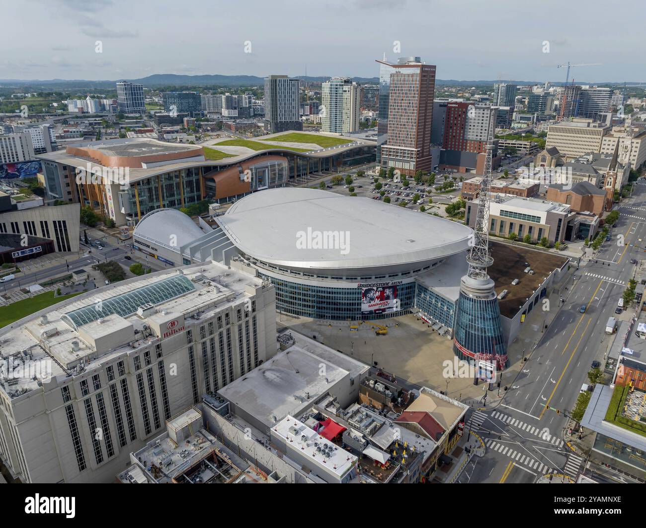 Aerial view of Bridgestone Arena, home of the Nashville Predators of ...