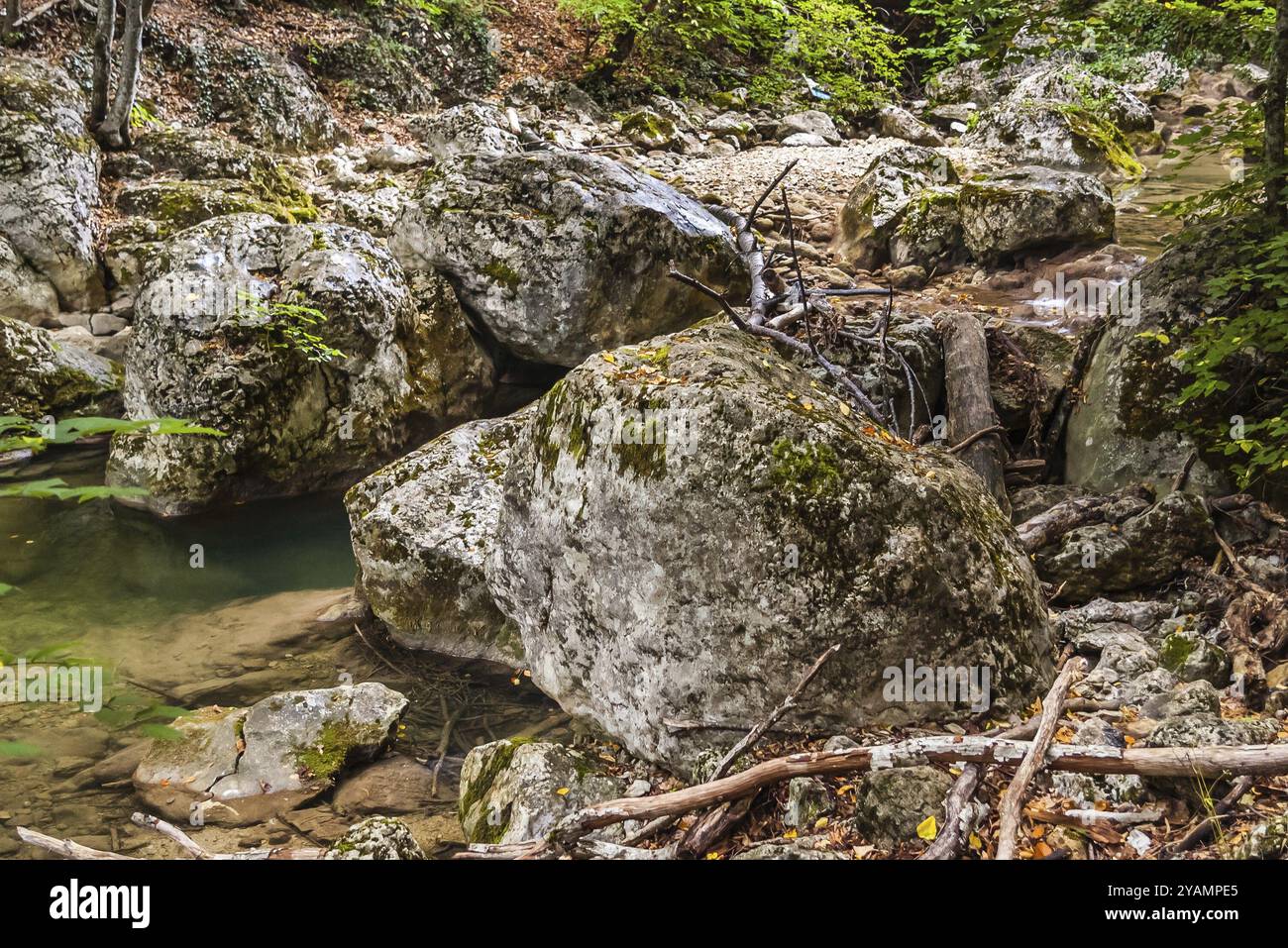 Mountain River in the Grand Canyon of Crimea, Ukraine, Europe Stock ...