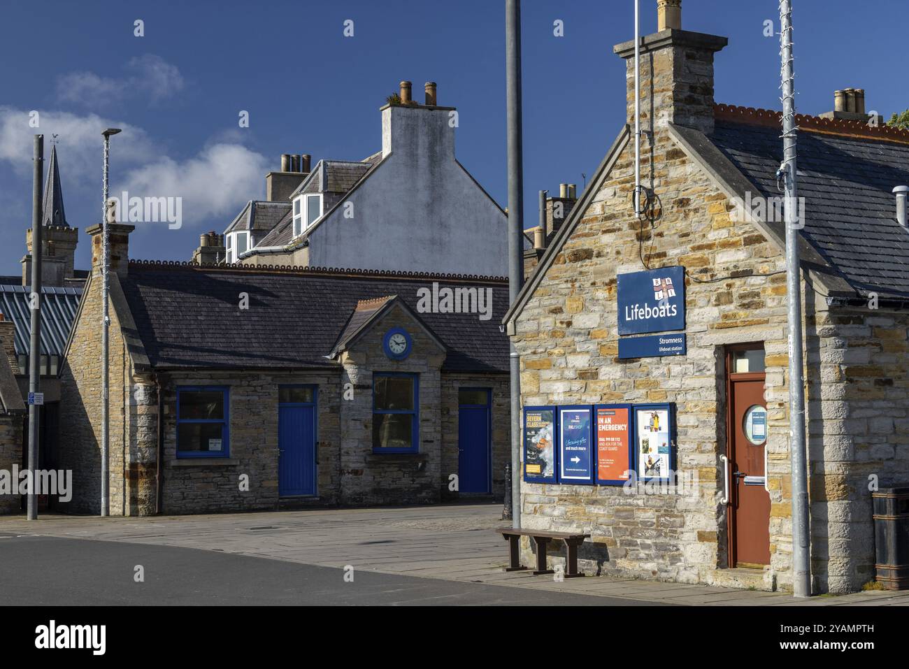 RNLI Lifeboat Station, water rescue building at the harbour, Stromness ...