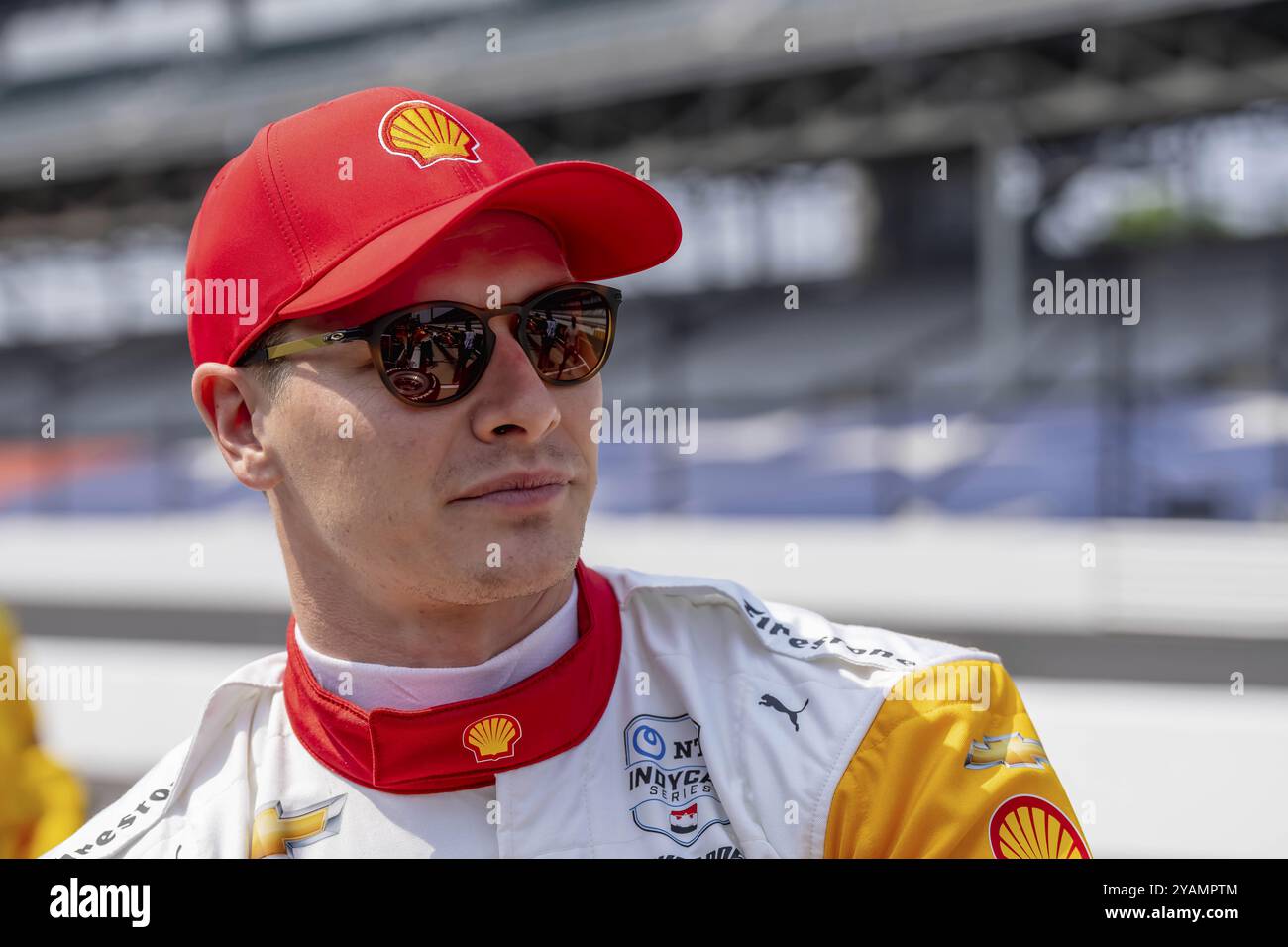 INDYCAR driver, JOSEF NEWGARDEN (2) of Nashville, Tennessee, prepares ...