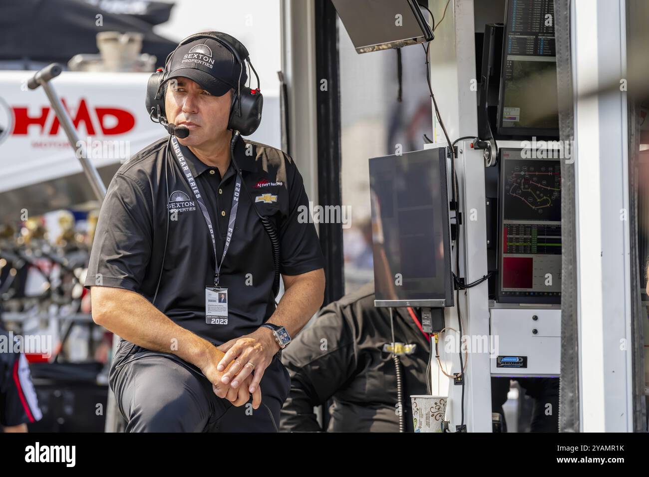 INDYCAR Series Team Manager and Strategist, LARRY FOYT, watches as his ...