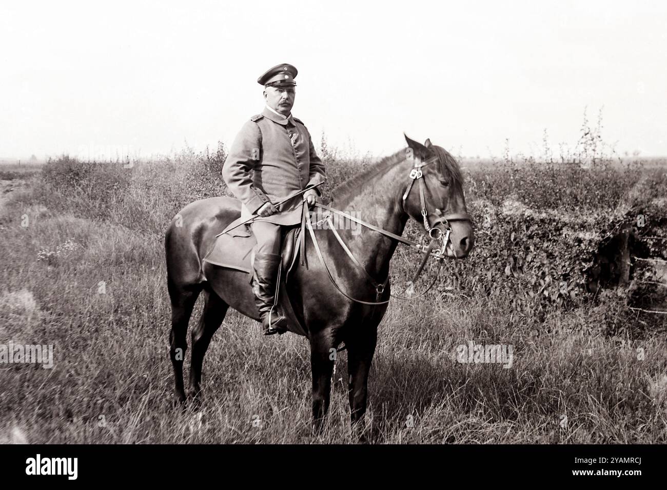 German officer with company, inspection. First World War, France ...