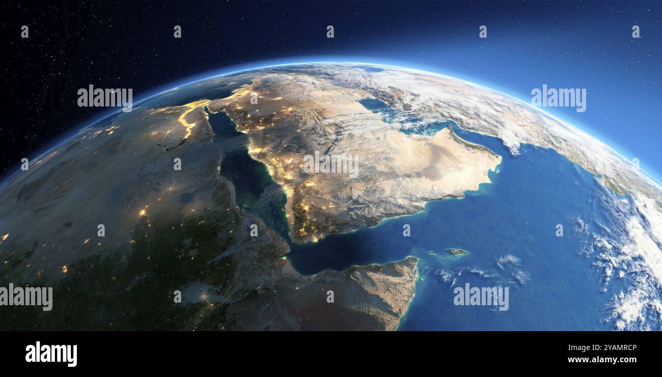 Highly detailed Earth with atmosphere, exaggerated relief and light ...