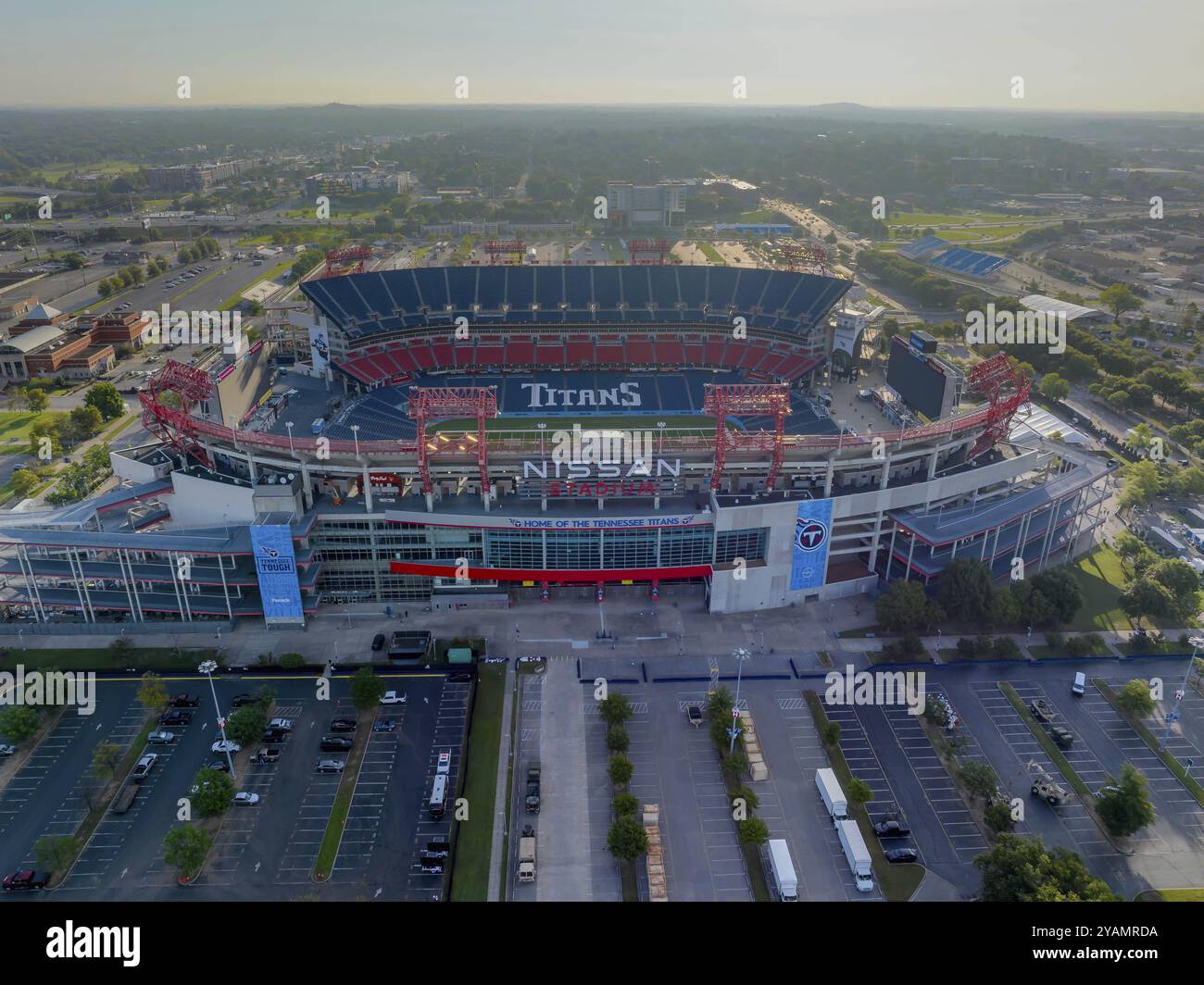Aerial view of Nissan Stadium, home of the NFLs Tennessee Titans Stock ...