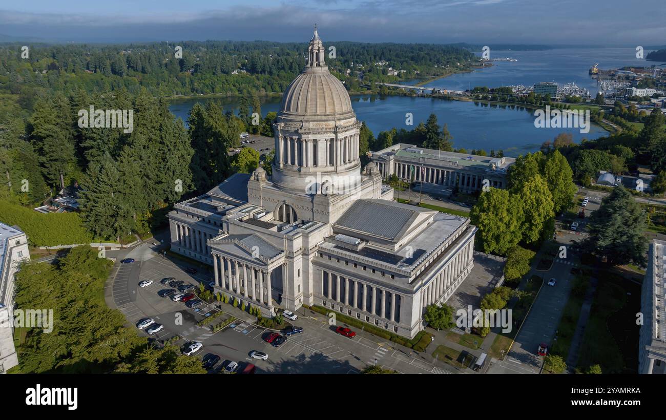 Aerial view of The Washington State Capitol or Legislative Building in ...