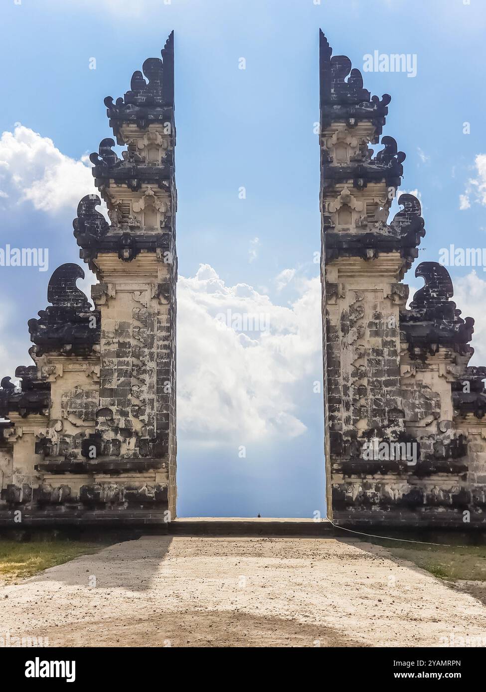 View on holy gates of Pura Lempuyang Luhur Temple and blue sky with ...
