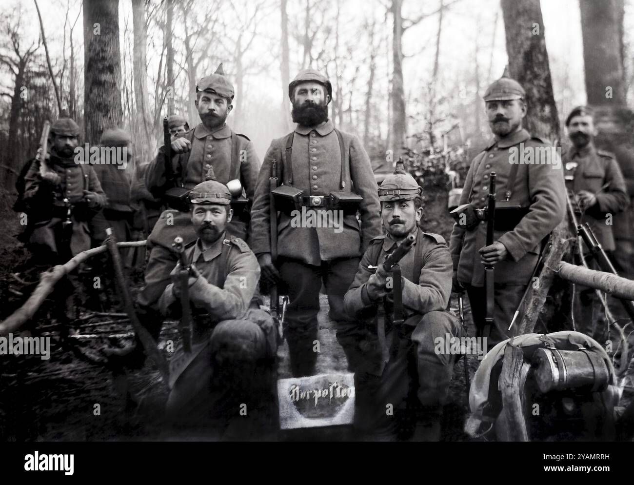 German soldiers in outpost position. First World War, France. German ...