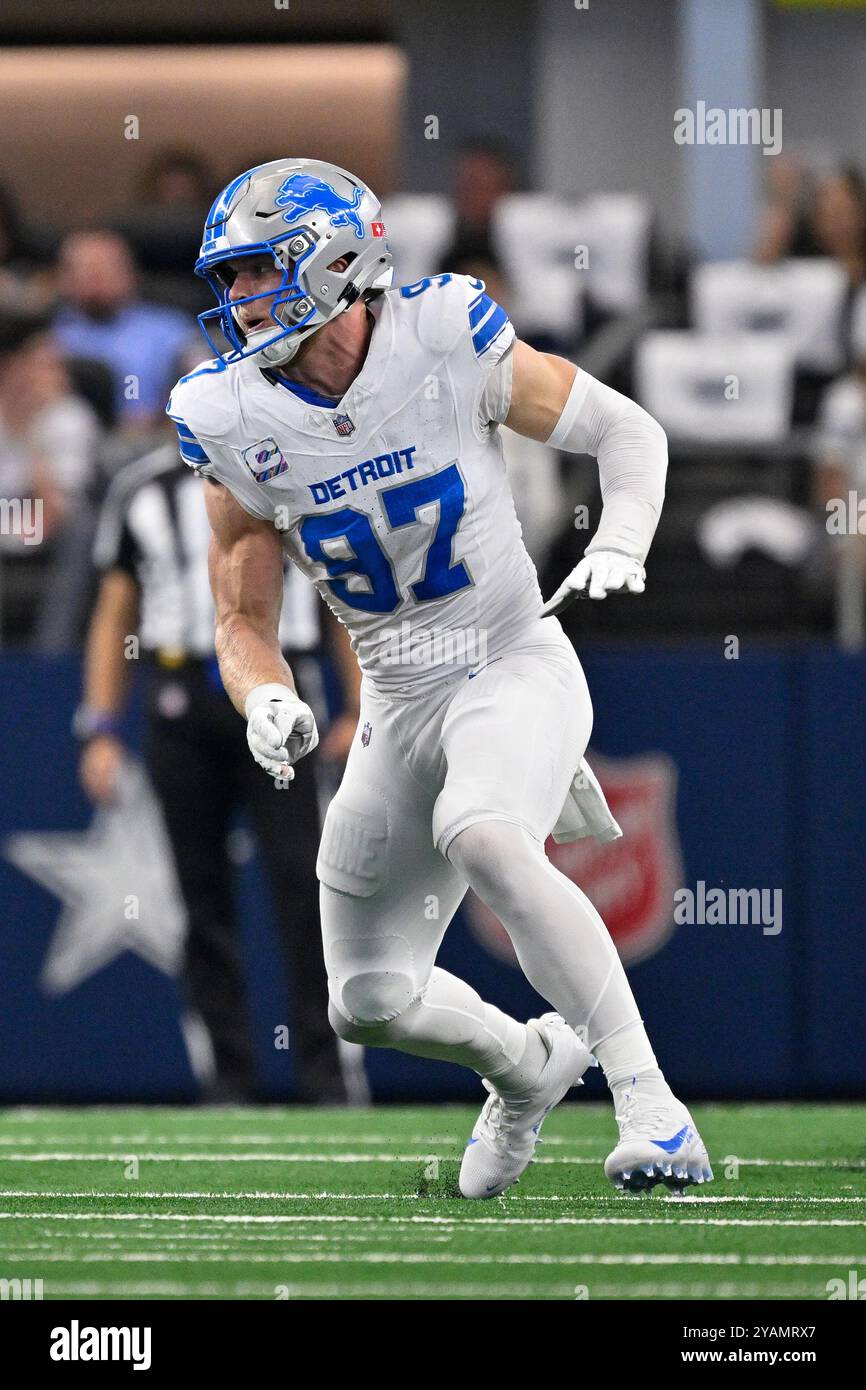 Detroit Lions defensive end Aidan Hutchinson (97) rushes during an NFL football game Dallas ...
