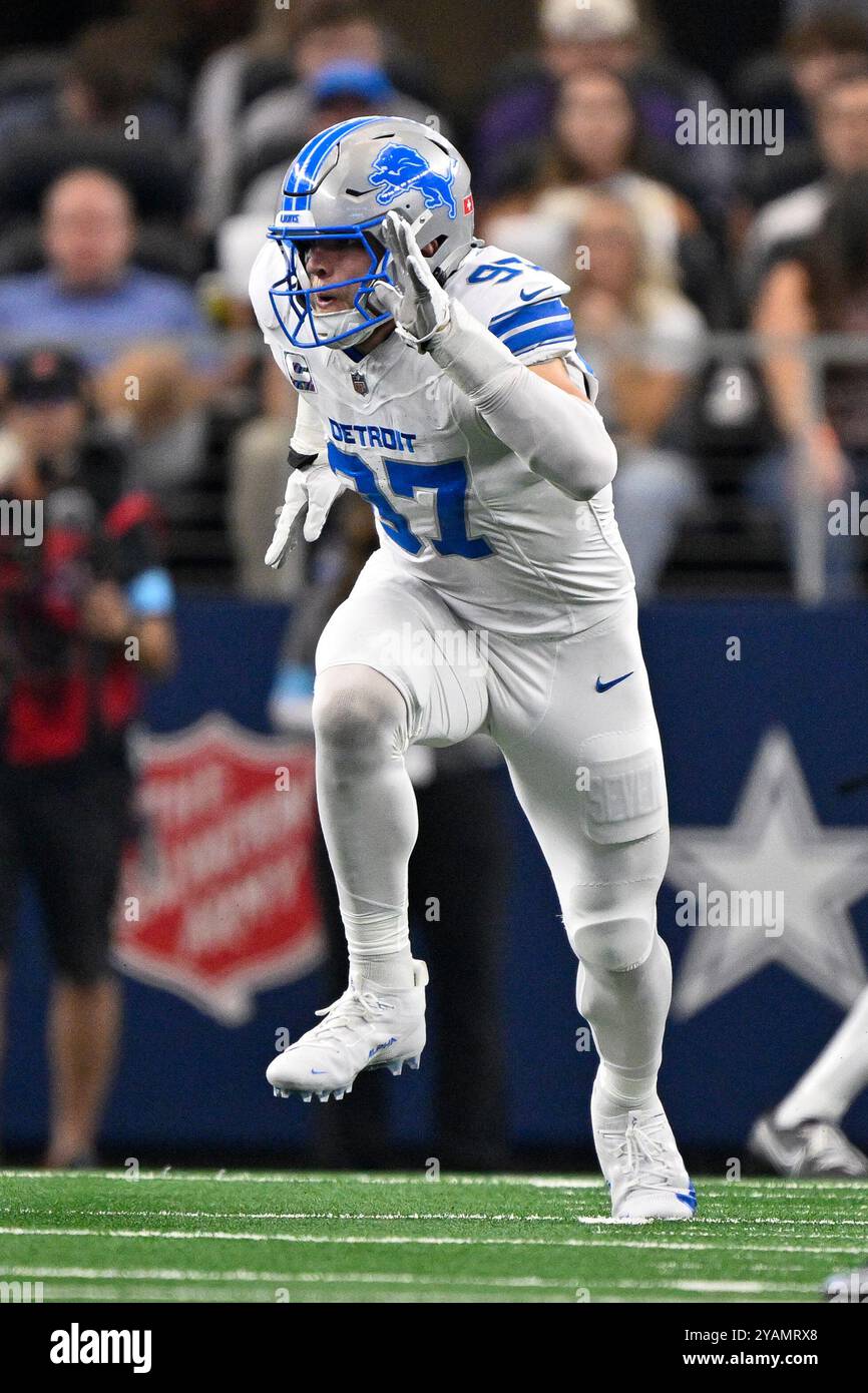 Detroit Lions defensive end Aidan Hutchinson (97) rushes during an NFL football game Dallas ...