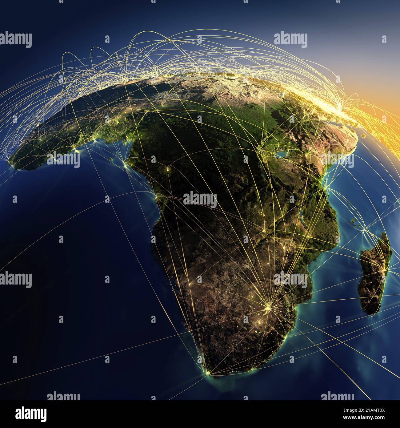 Highly detailed planet Earth at night with embossed continents ...