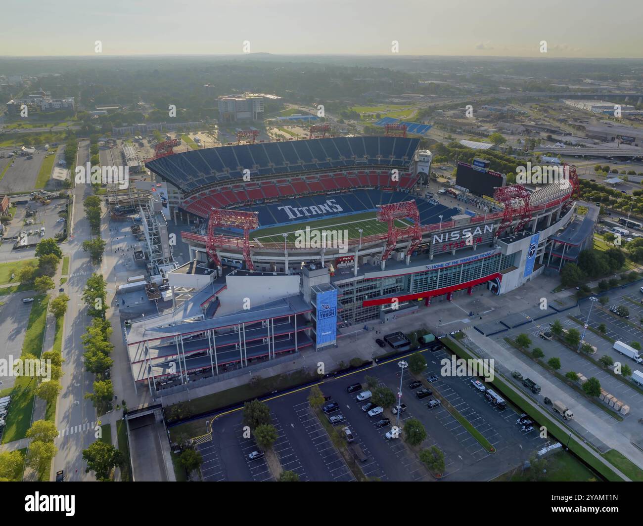 Aerial view of Nissan Stadium, home of the NFLs Tennessee Titans Stock ...