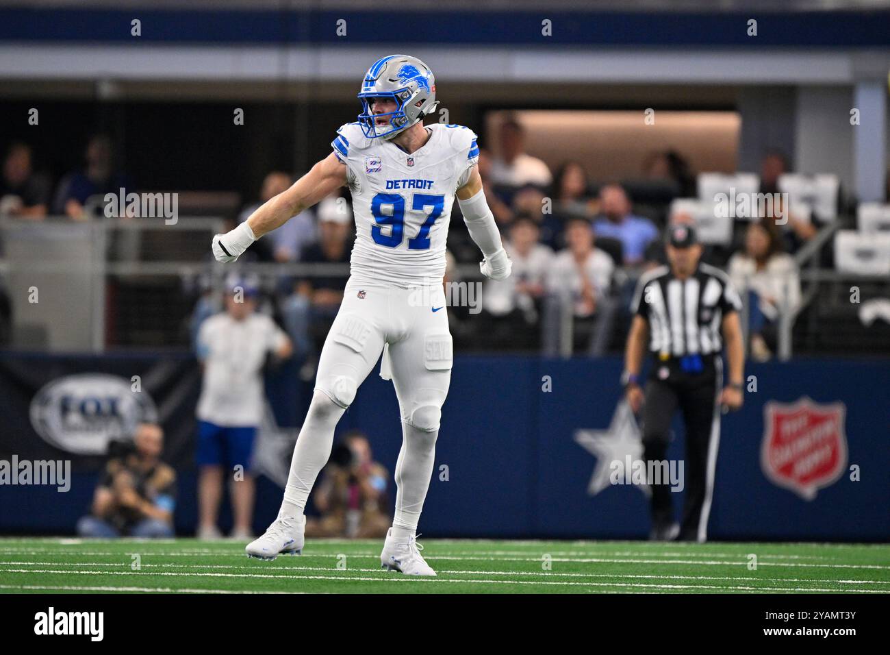 Detroit Lions defensive end Aidan Hutchinson (97) celebrates during an ...