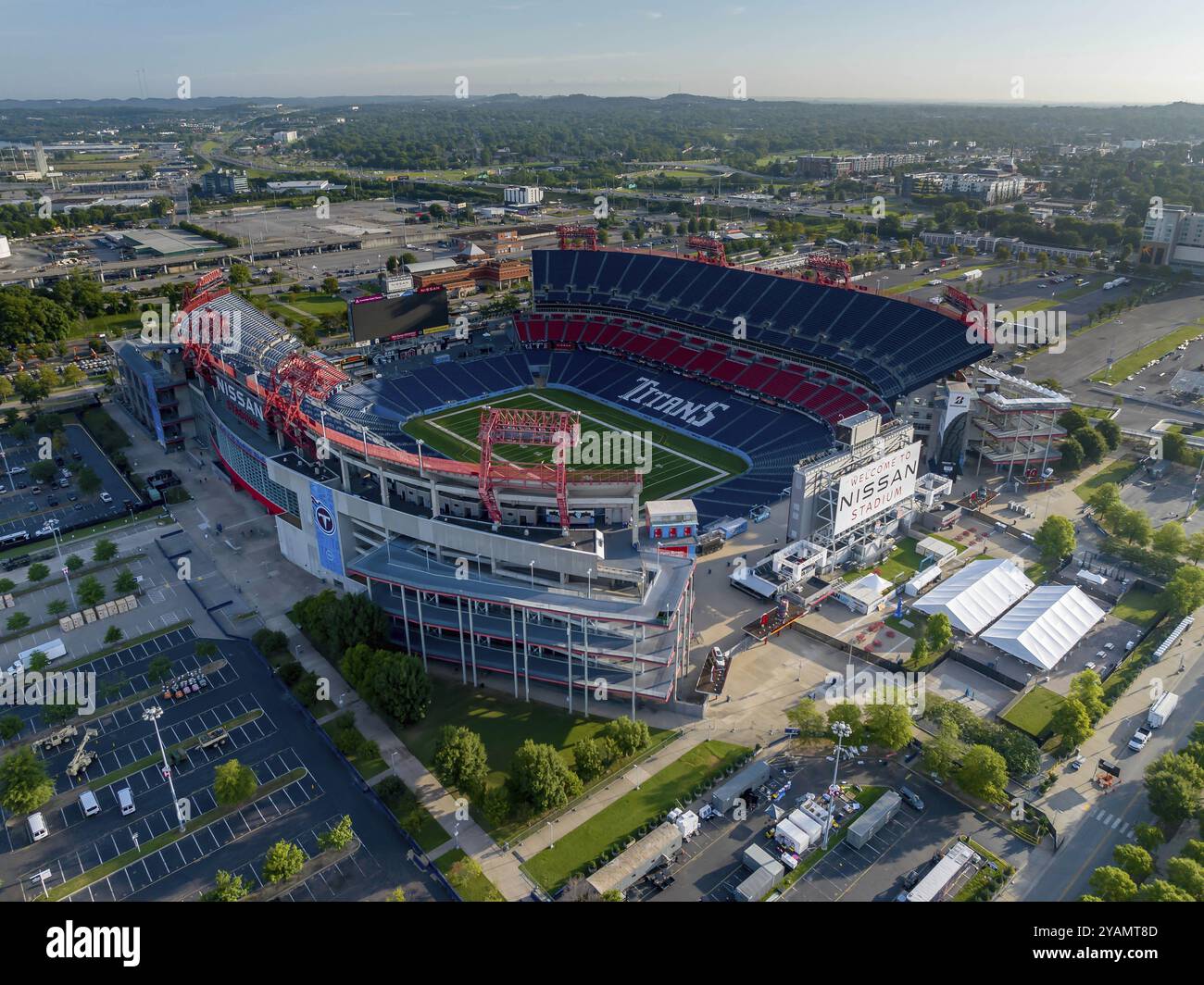 Aerial view of Nissan Stadium, home of the NFLs Tennessee Titans Stock ...