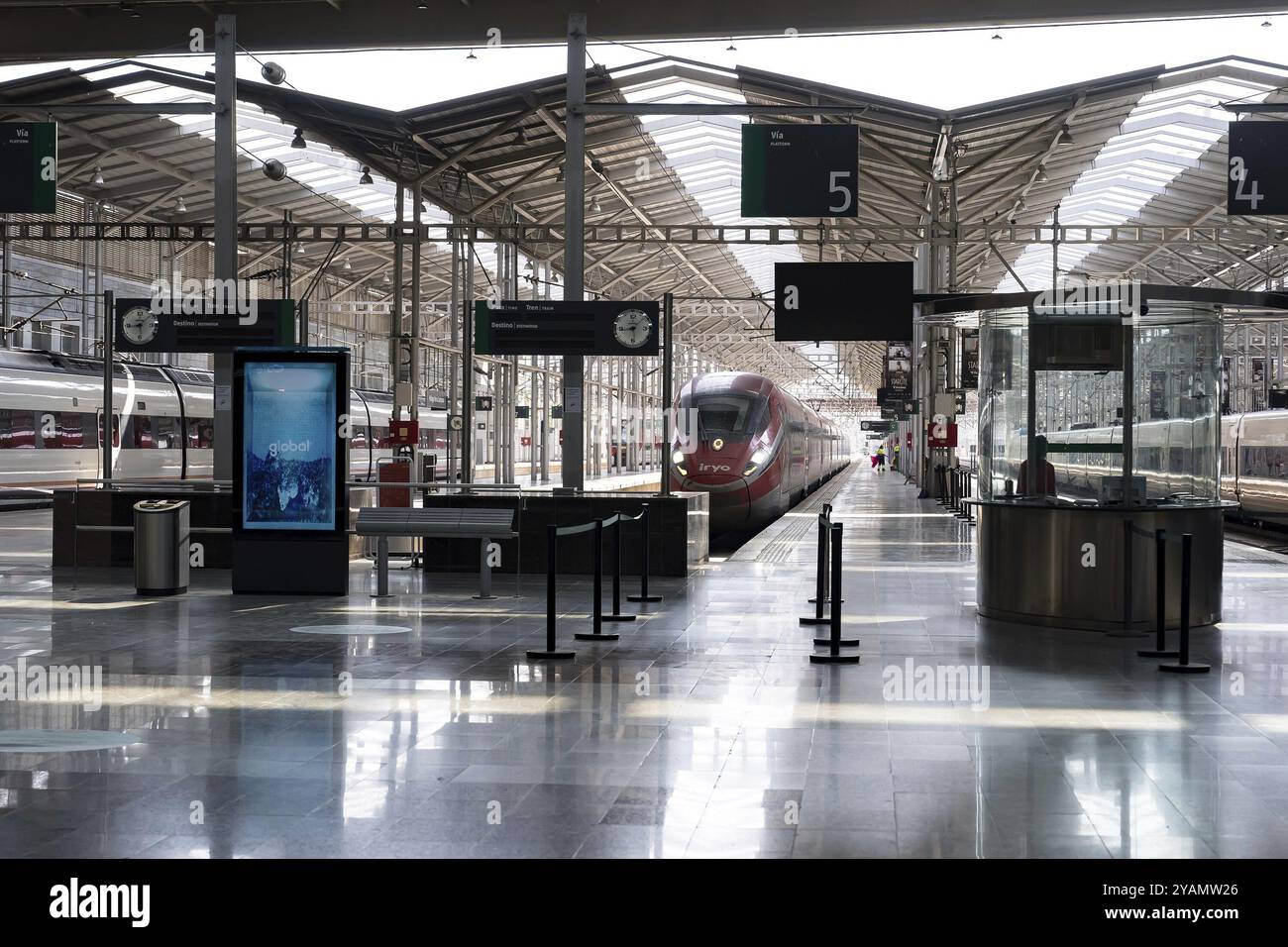 High-speed train arrives at Malaga's Maria Zambrano station, hub of rail travel in Andalusia ...
