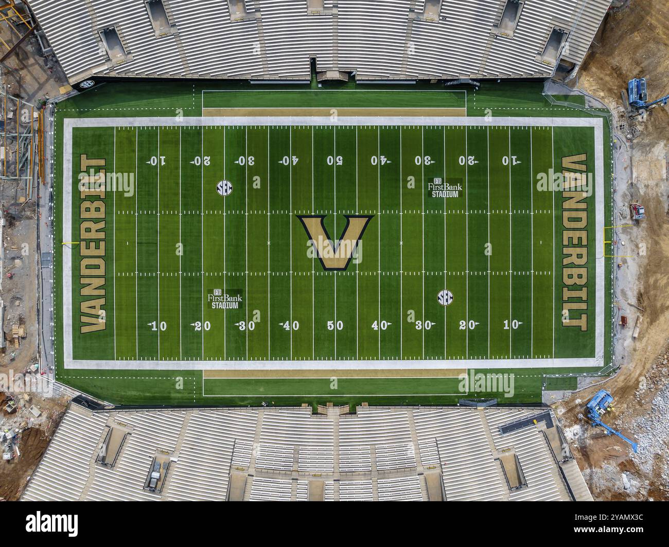 Aerial view of First Bank Stadium on Vanderbilt University campus ...