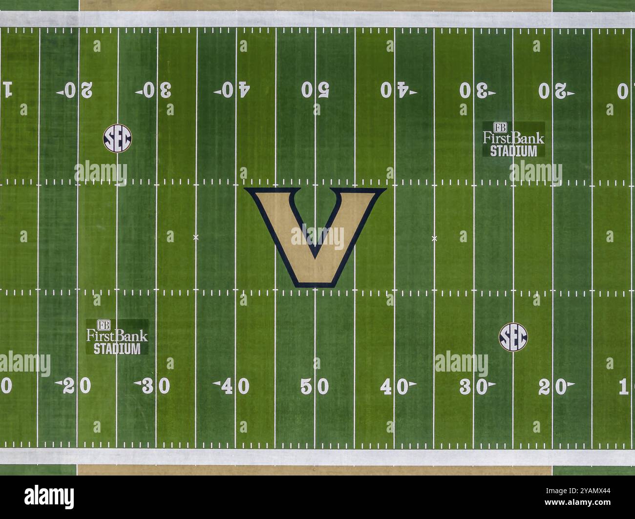 Aerial view of First Bank Stadium on Vanderbilt University campus ...