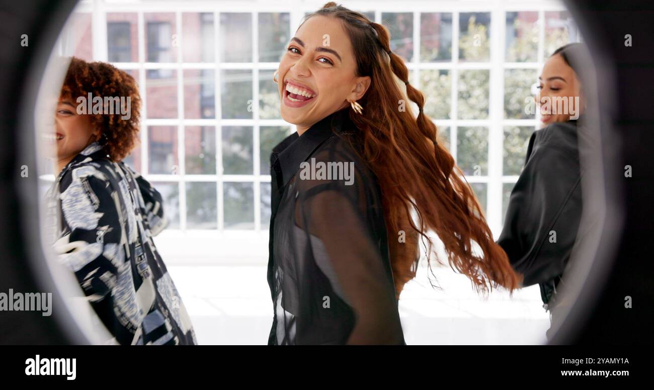 Happy women influencer dancing hi-res stock photography and images - Alamy