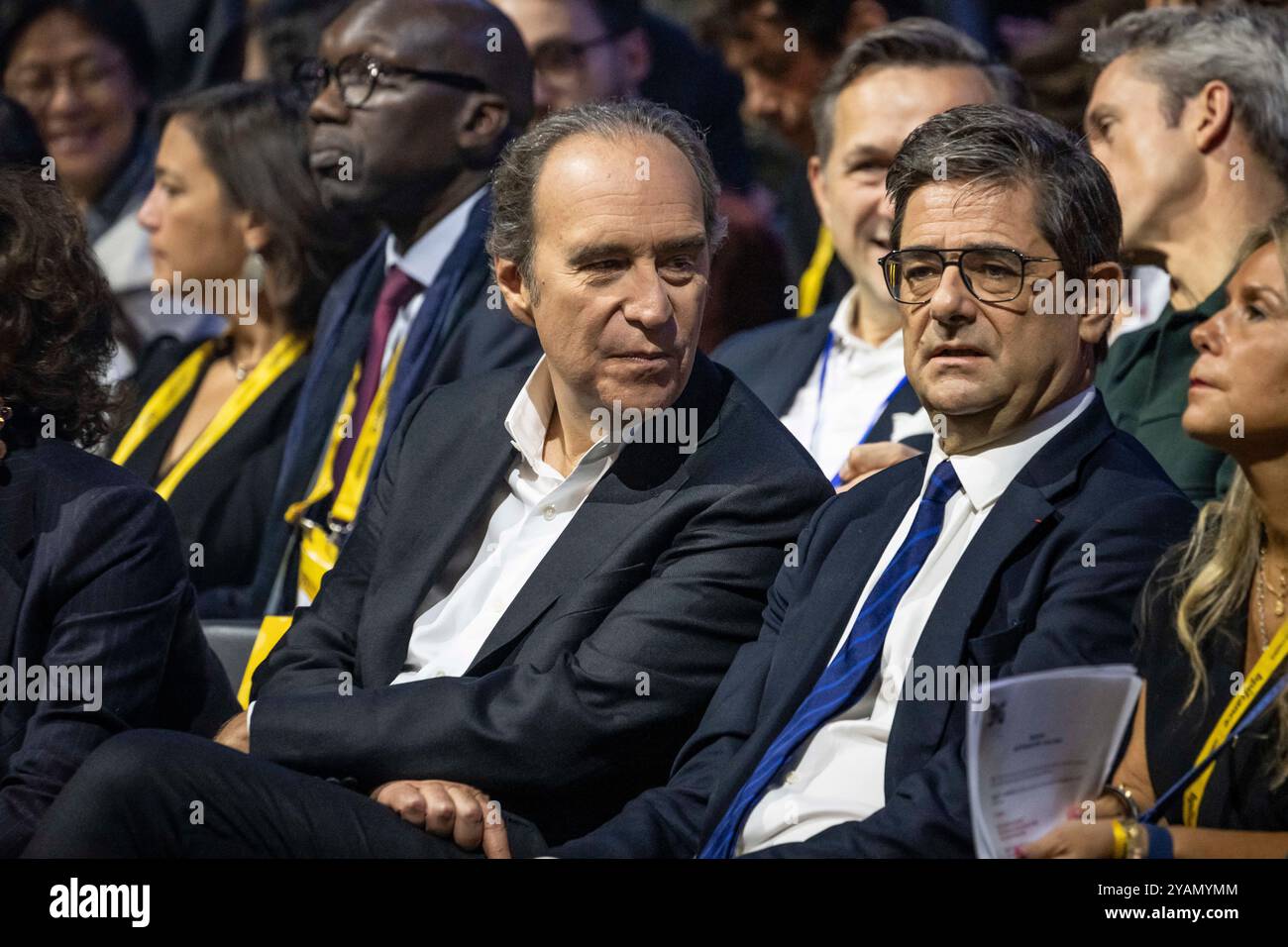 Paris, France. 10th Oct, 2024. Xavier Niel with Audrey Azoulay and ...