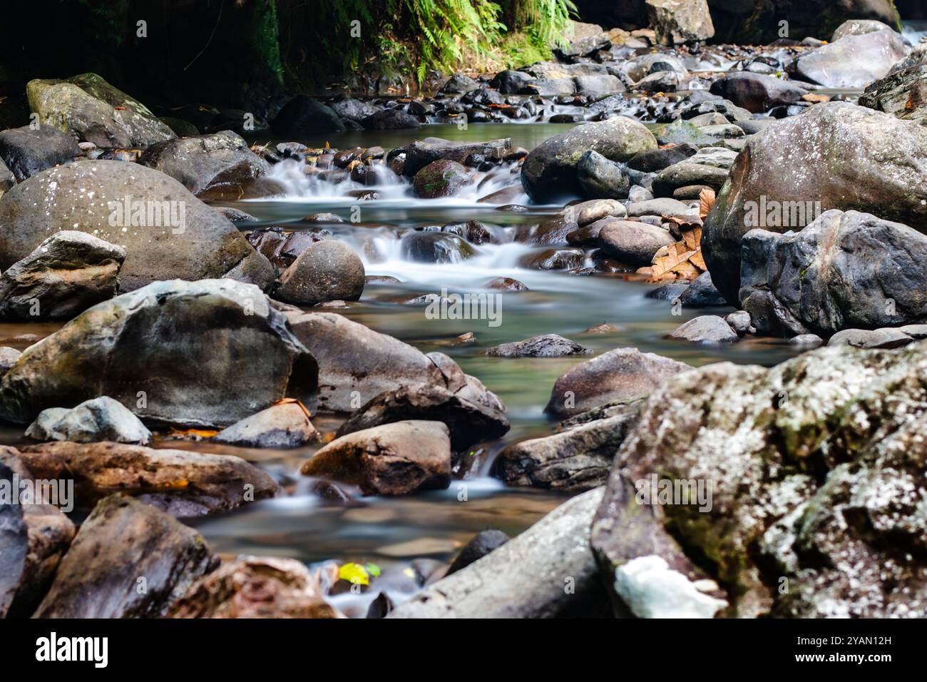 River flow on rocky river. Beautiful landscape of mountain river. River ...