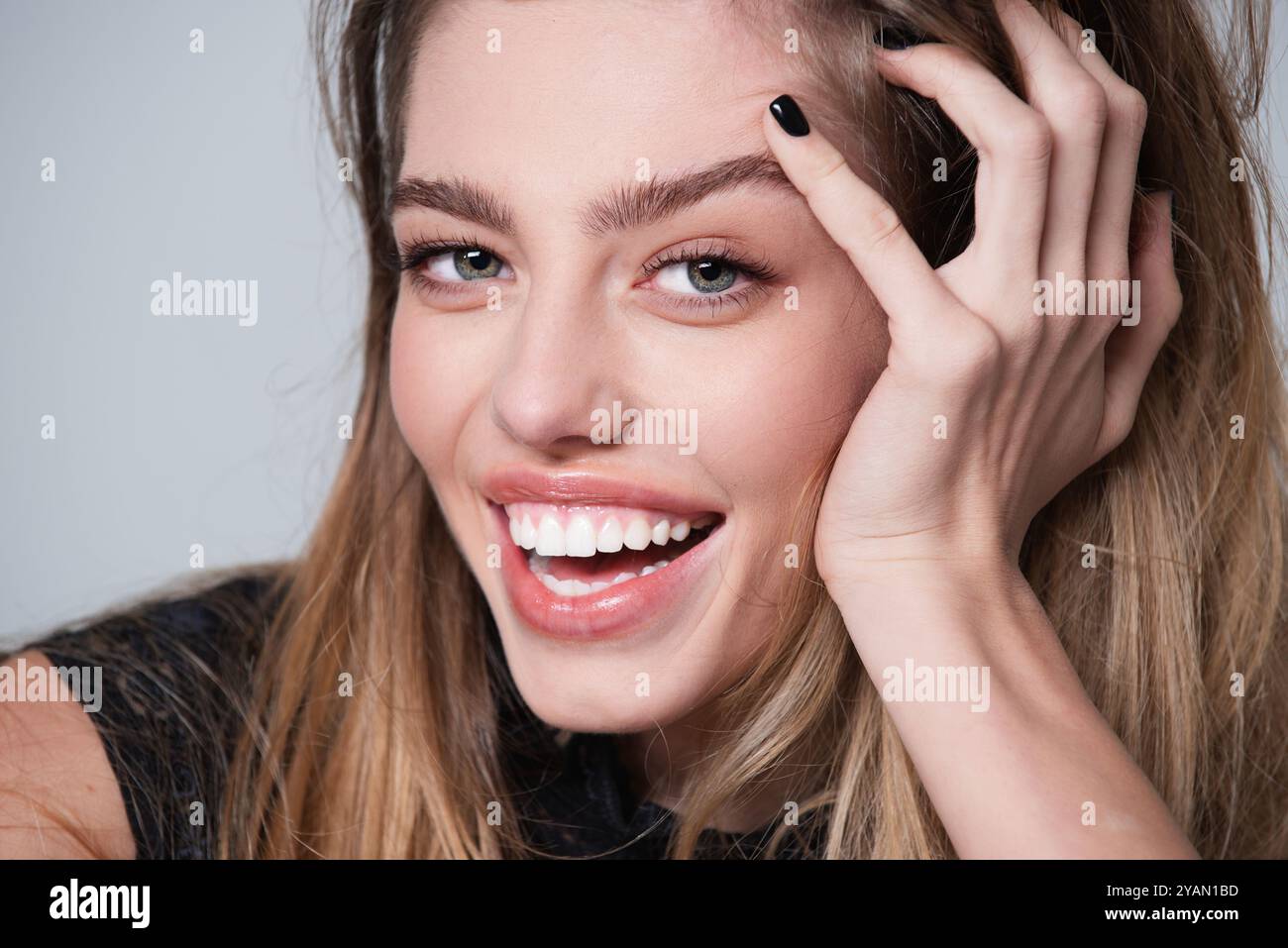 Teeth smile. Dentistry design. Portrait of beauty woman with white ...