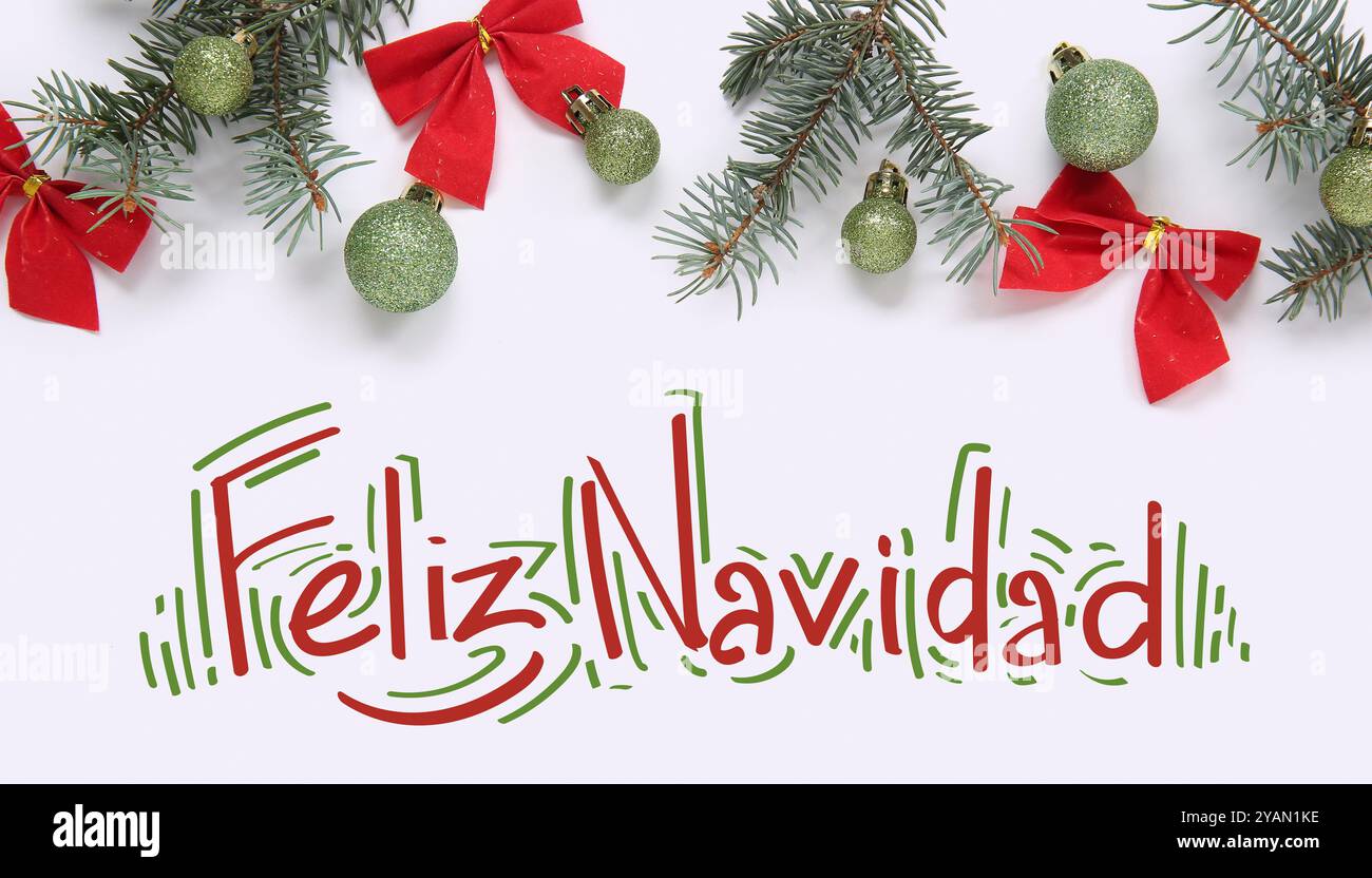 Greeting banner with text FELIZ NAVIDAD (Spanish for Merry Christmas ...