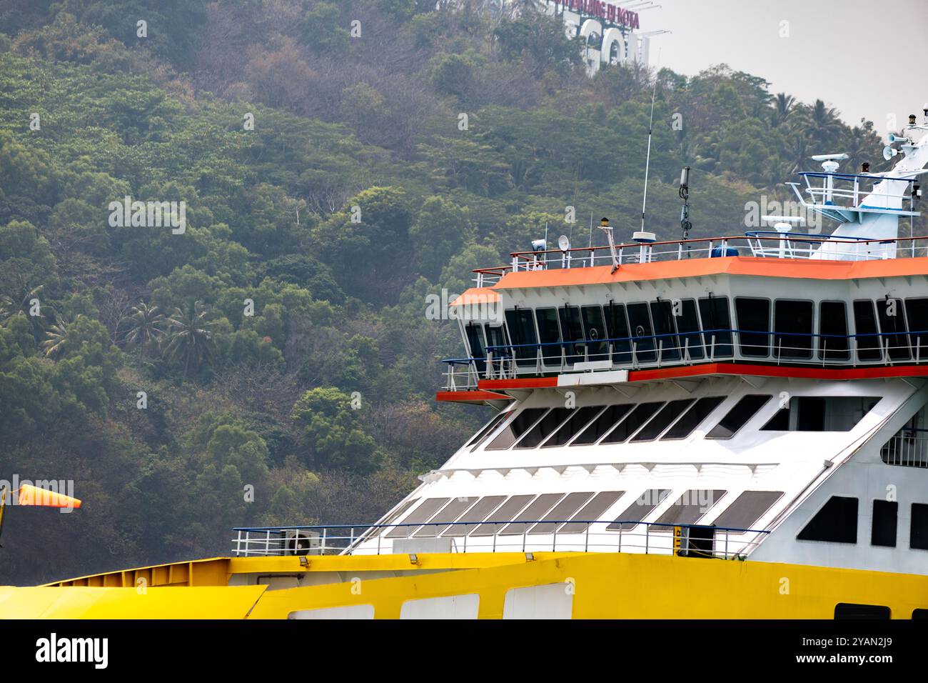 Large Ship at Rest Amidst the Endless Blue. Ferry boat full of window ...