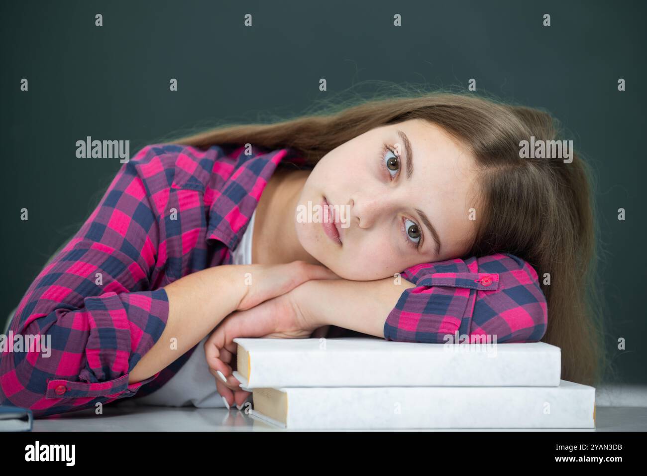 Upset sad School and students in classroom. Hard Education kids. Sleepy ...