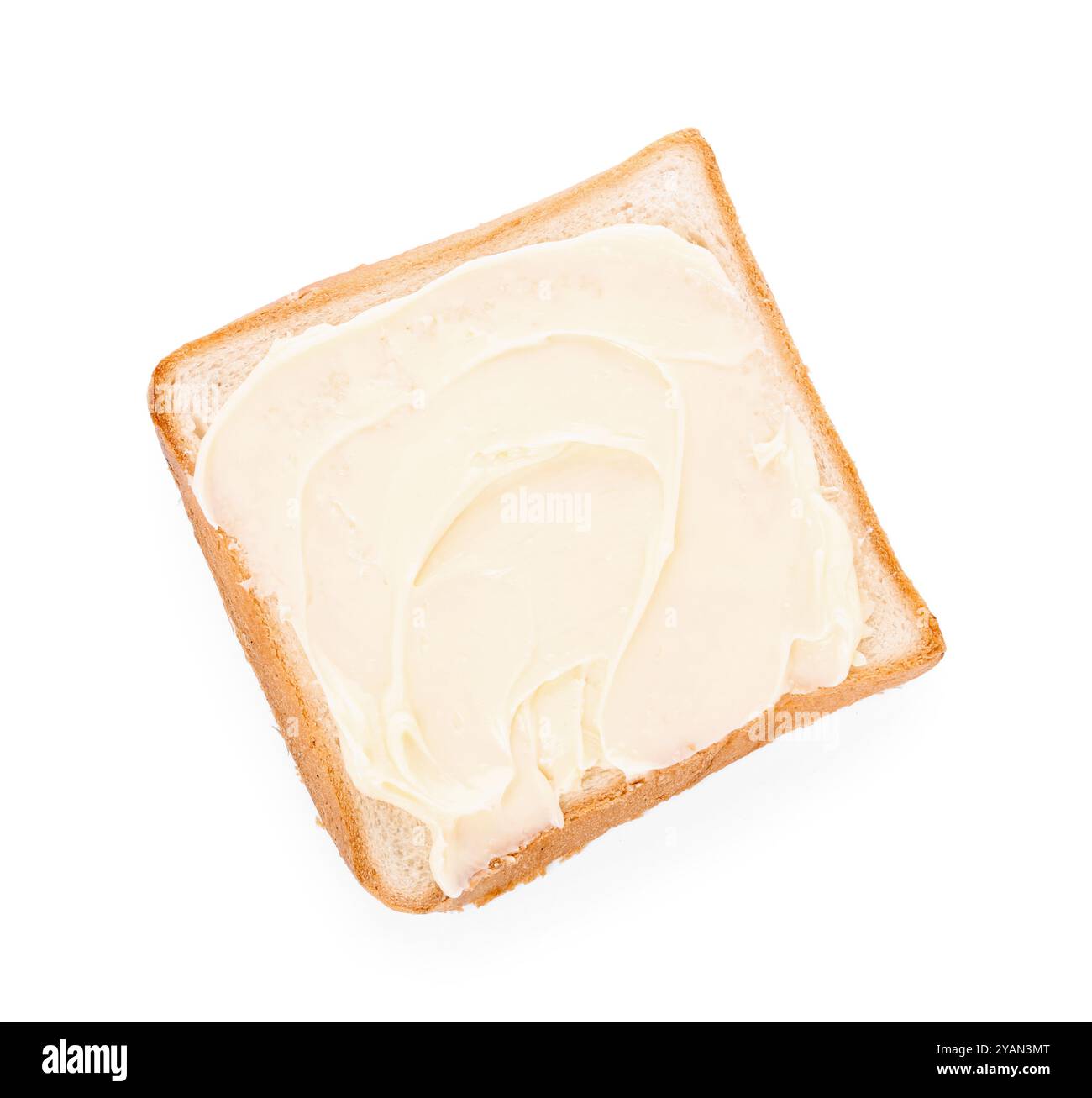 Slice of bread with fresh butter on white background Stock Photo - Alamy