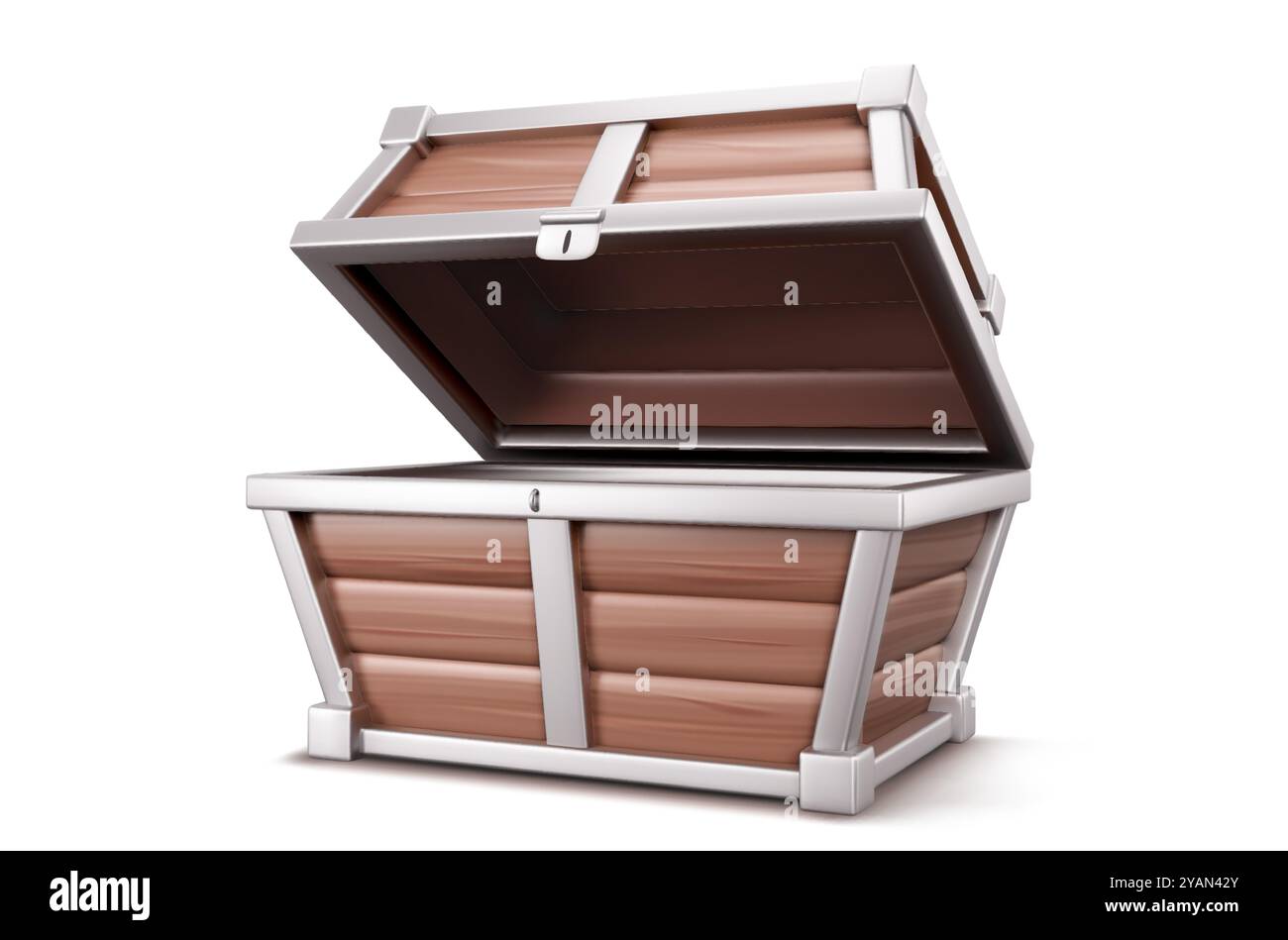 Empty treasure chest isolated on white background. Vector realistic ...